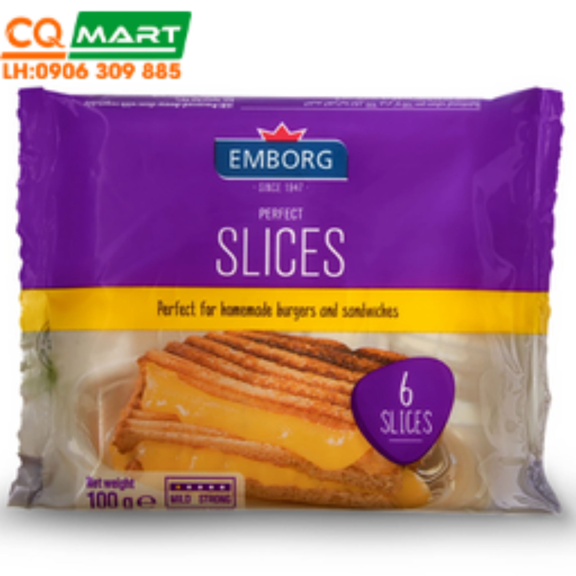 CQ Mart Food & Wine. Phô mai lát Perfect Slices hiệu Emborg 100g