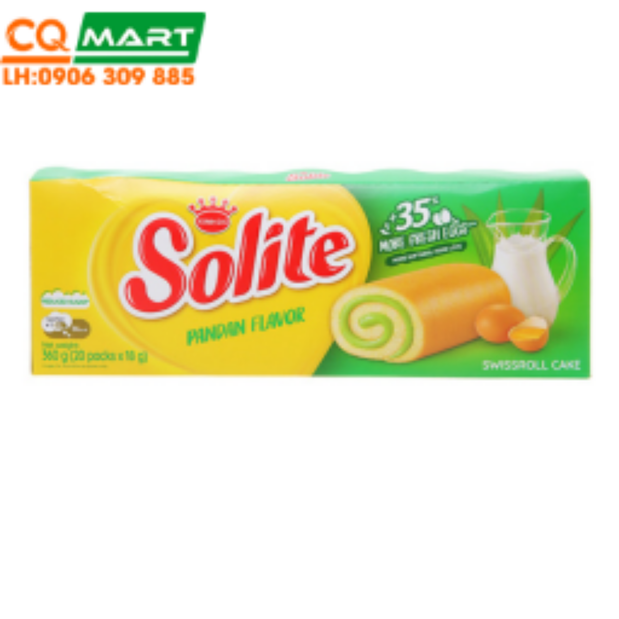 CQ Mart Food & Wine. Bánh Solite Bông Lan Cuộn Kem Vị Dứa Hộp 360g