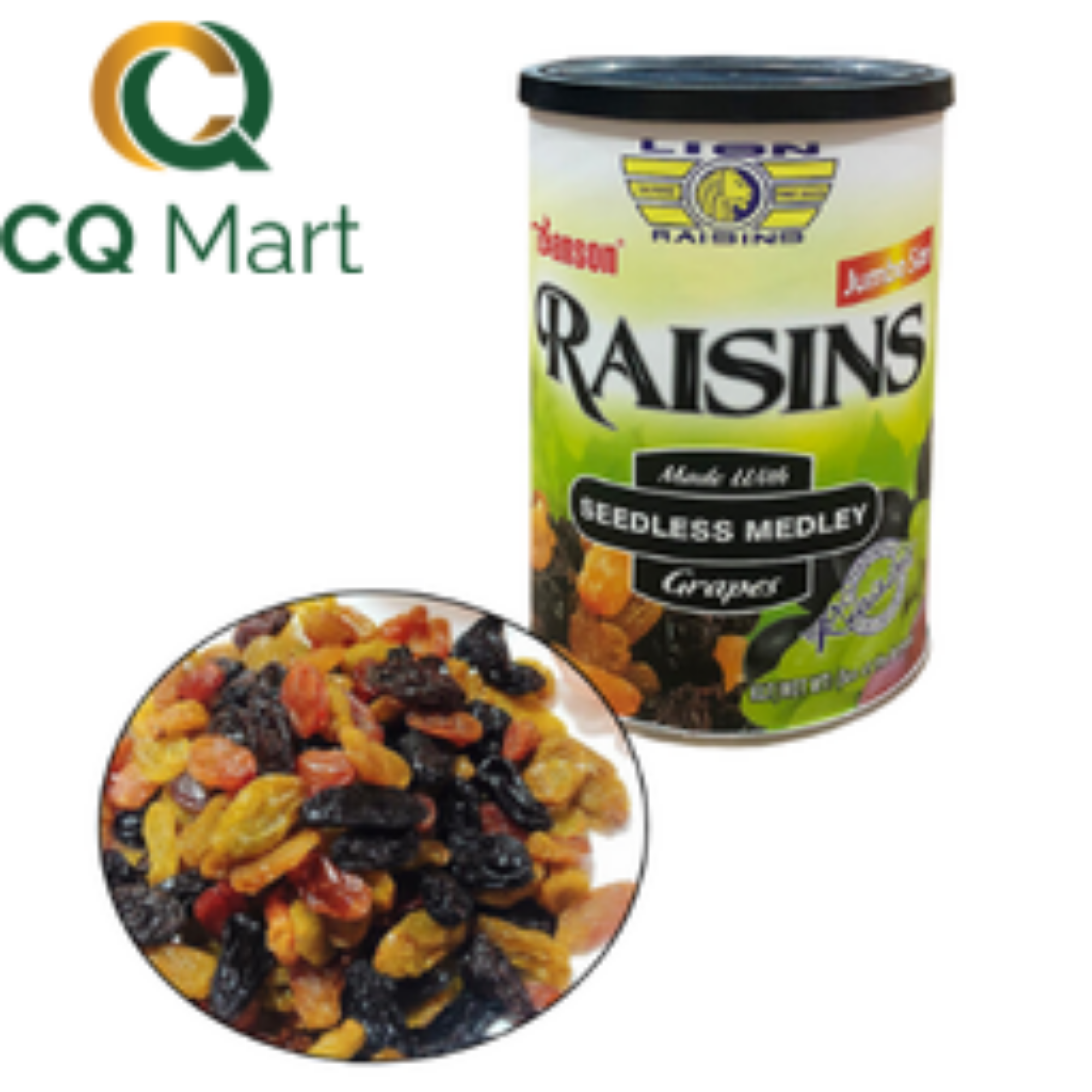 CQ Mart Food & Wine. Nho Khô Lion Raisin Jumbo Lon 200g