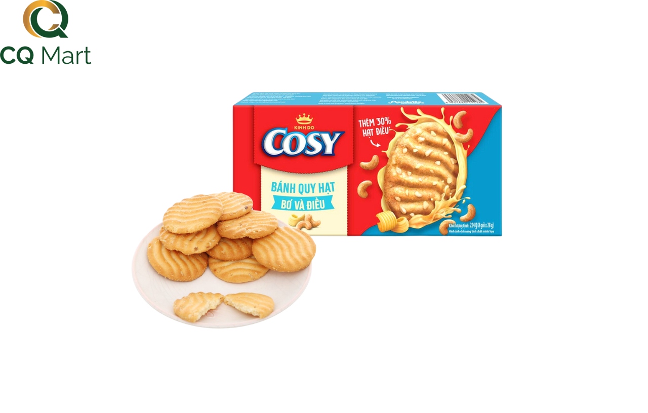 CQ Mart Food & Wine. Bánh Quy Cosy Hạt Vị Bơ Và Điều Hộp Giấy 224g